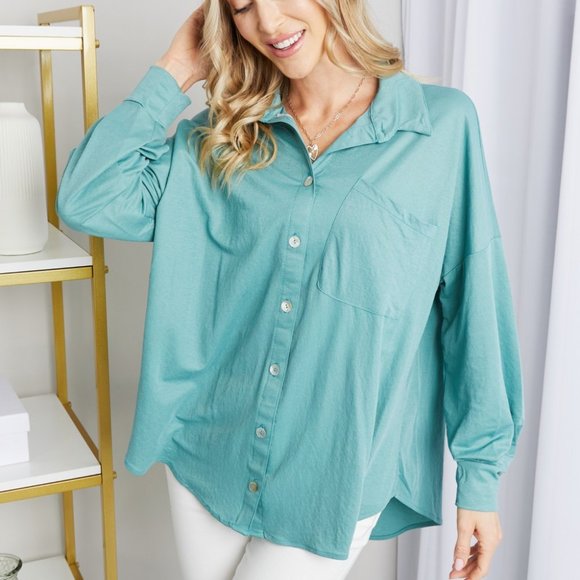 Blumin Apparel | Tops | Blumin Apparel Full Size Button Down Drop ...